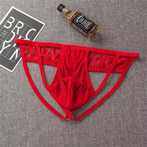 Jual Celana Dalam Pria Sexy G String Open Crotch Thong Low Waist 5y059
