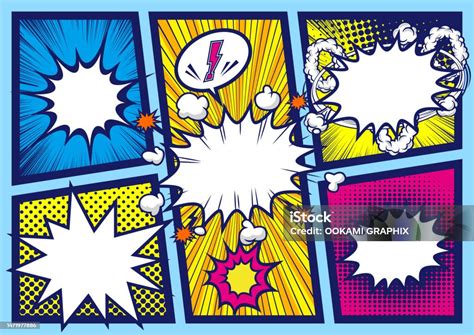 빈 말풍선과 광선이 있는 만화책 페이지 템플릿입니다 벡터 그림입니다 레트로 팝 아트 만화책 잡지 연설 거품 풍선 상자 메시지