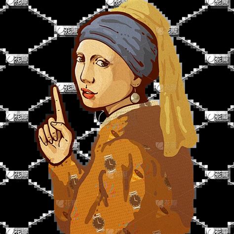 名画素材 戴珍珠耳环的少女素材 花瓣网