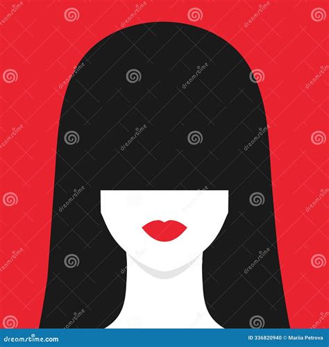 Abstract Faceless Woman Portrait Front View Brunette Female With Long