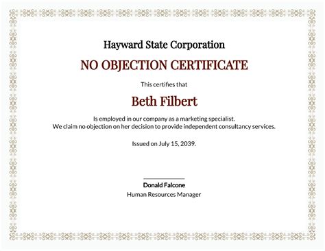 No Objection Certificate Noc Format For Company Registration Nyc