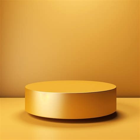 Золотой минимальный фон с цилиндрическим пьедесталом подиума для презентации продукта в 3d