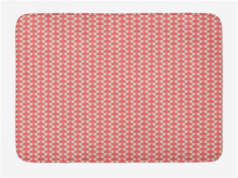Geometric Bath Mat Modern Pattern In Pastel Colors Vertical Striped Backdrop And Triangles Non