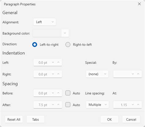 Wpf Richtextbox Paragraph Properties Dialog Telerik Ui For Wpf
