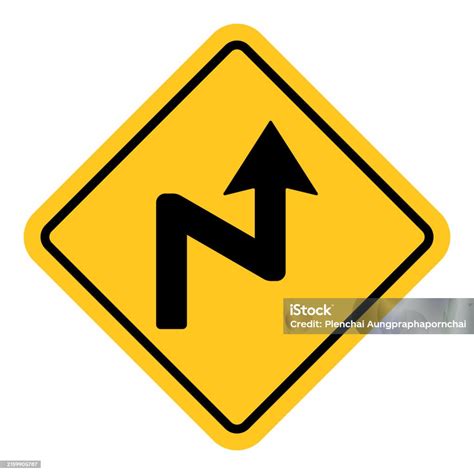 오른쪽 후진 굴곡 경고 표지판 빨간색 삼각형 검은 색 화살표 교통 기호 주의 도로 표지판 거리에 대한 스톡 벡터 아트 및 기타 이미지 Istock