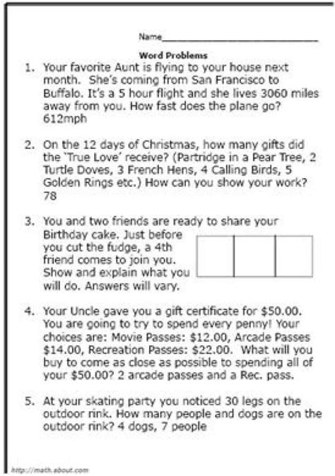 Practice Your Elementary Math Skills With These Word Problems Math