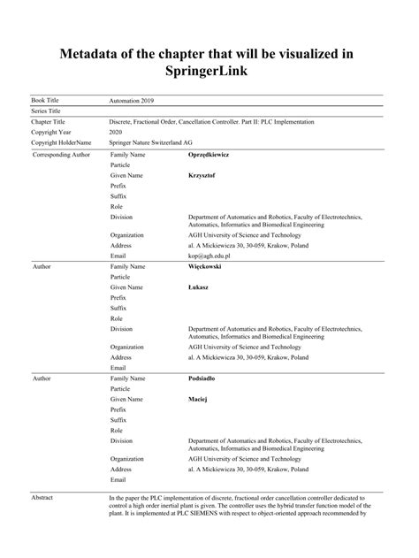 Pdf Discrete Fractional Order Cancellation Controller Part Ii Plc