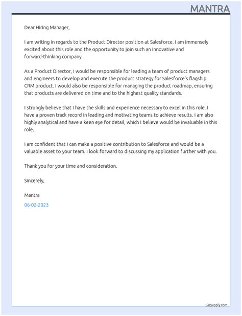 Cover Letter For Salesforce Lazyapply