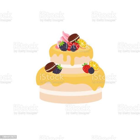 생일 축하 파티 생일 케이크 상자 과일 케이크 축하 파티 생일 양초 세트 고립 된 평면 벡터 그래픽 디자인 일러스트 레이 션 및 아이콘 요소 개성 개념에 대한 스톡 벡터