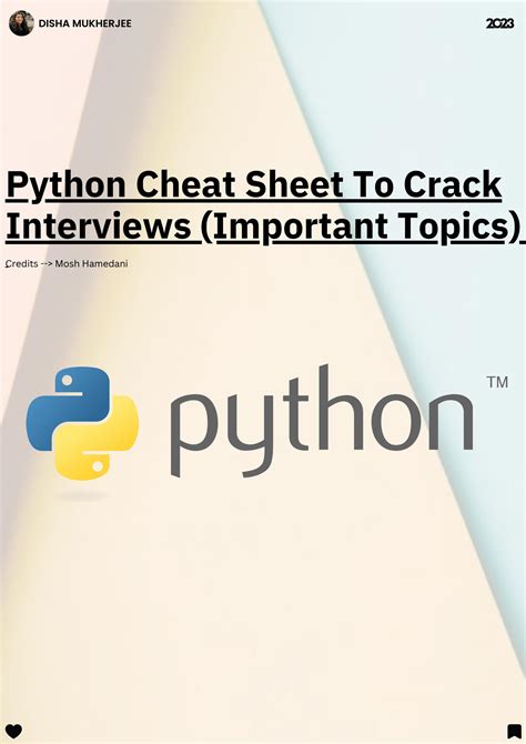 Solution Pyrhon Cheat Sheet Studypool