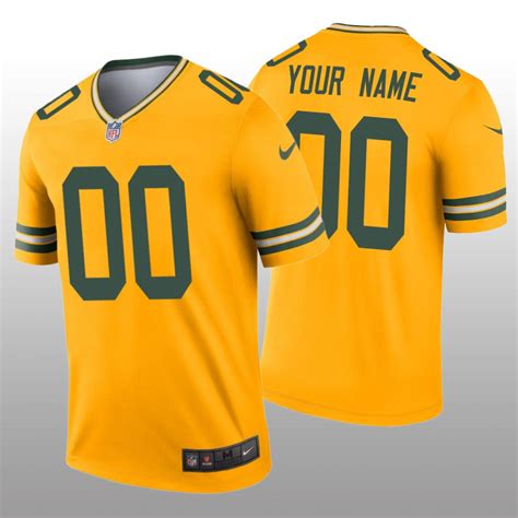 Green Bay Packers Custom Gold Jersey Inverted Legend Mens