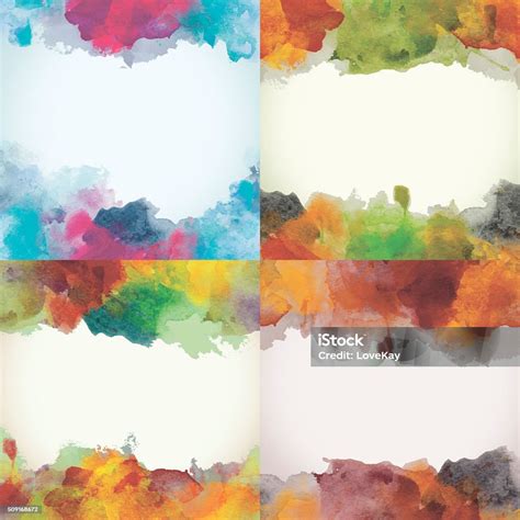 아름다운 종이 워터컬러 배경 색상화 Blob 있는 겨울에 대한 스톡 벡터 아트 및 기타 이미지 겨울 그런지 이미지 기법 그리기 Istock
