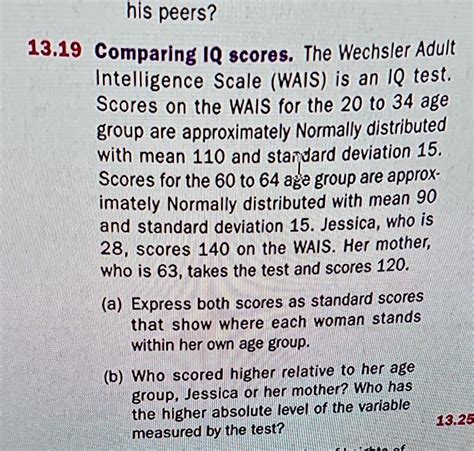 Solved Comparing Iq Scores The Wechsler Adult Intelligence