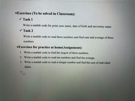 Solved • Exercises To Be Solved In Classroom Task 1