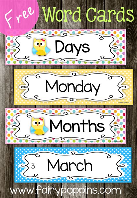 Free Days Of The Week Cards For Classroom Desks