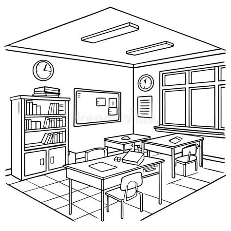 Classroom Black And White Clipart