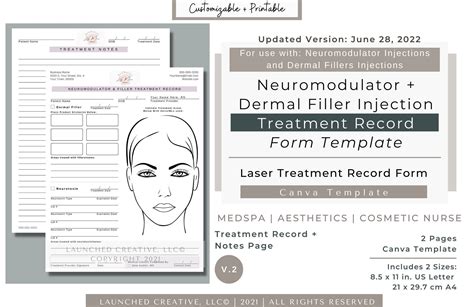 Printable Botox Treatment Record Template Printable Templates