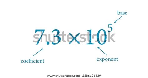 Parts Scientific Notation Coefficient Base Exponent Stock Vector