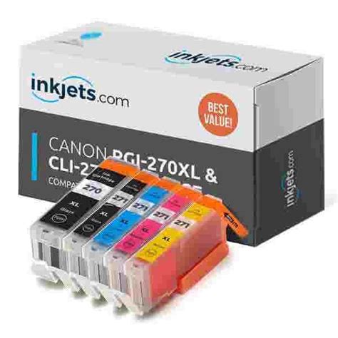 Canon Pgi 270xl And Cli 271xl High Yield Compatible Ink Cartridge 5 Pack