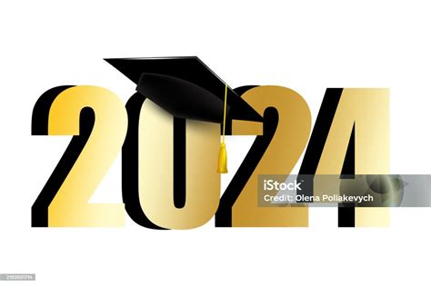 졸업 모자 아이콘입니다 2024년 졸업반 축하 학업 성공 엠블럼 업적 마일스톤 그래픽입니다 벡터 일러스트 레이 션입니다 주당