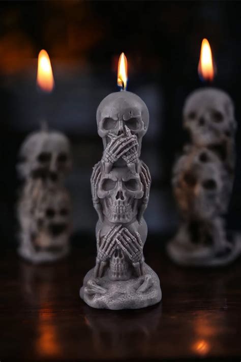 Skull Pillar Candlehalloween Candleskeleton Gothic Candlehalloween