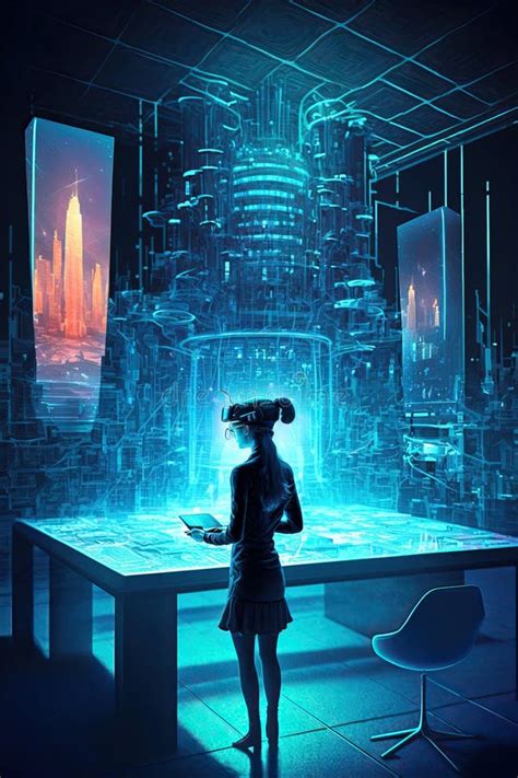 Portrait Of A Person With Vr Glasses Technological Concept Cyberspace Concept Art Generative