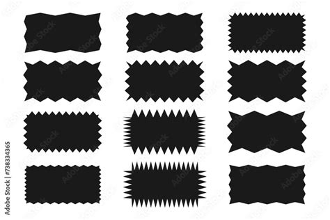 Serrated Rectangle With Zig Zag Edge A Set Of Uneven Zigzag Rectangular Shapes Black Color