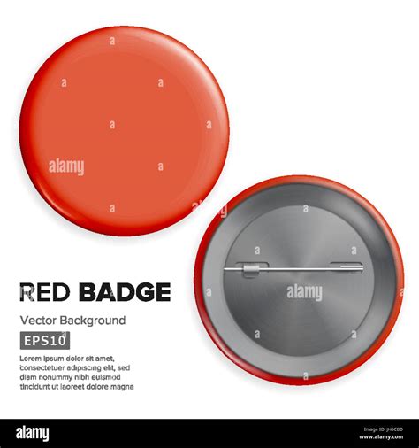 Blank Red Badge Vector Realistic Illustration Shiny Empty Circle Button Badge Isolated Stock