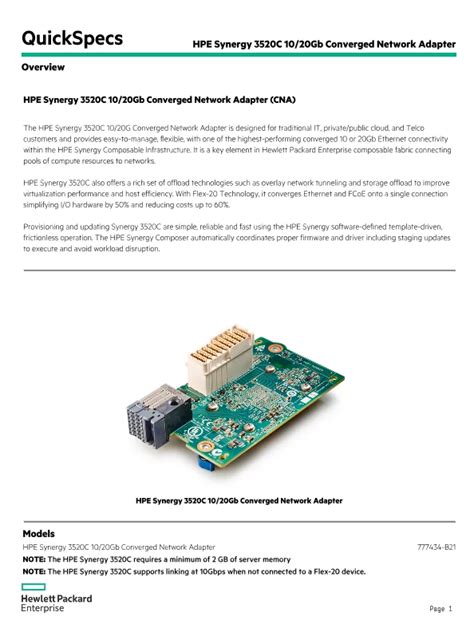 Hpe Synergy 3520c 10 20gb Converged Network Adapter