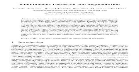 simultaneous detection and segmentation simultaneous detection and
