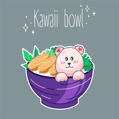 Bowl In Kawaii Style Cute Colorful Illustrations Japanese Food