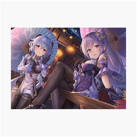 Keqing Ganyu Hello Genshin Impact Photographic Print By Saranghandago Redbubble