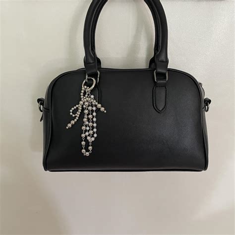 미니리본 실버 진주 리본 드롭 키링 핸드폰 가방 키홀더 열쇠고리 백꾸 백참 가방고리