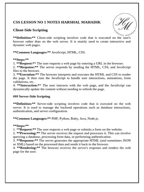 Css Lesson No 1 Notes Harshal Mahadik Pdf Dynamic Web Page World
