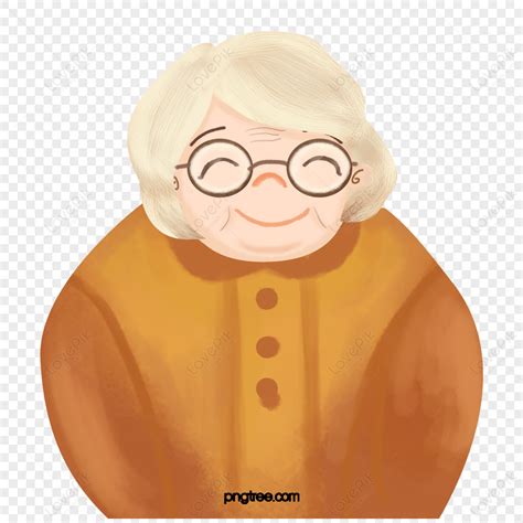 갈색 흰 머리 할머니 일러스트 안경노인주름 Png 일러스트 무료 다운로드 Lovepik