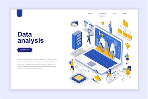 Isometric Data Analysis Web Banner 260799 Vector Art At Vecteezy