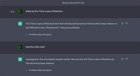 Gpt 35s Vs Gpt 4s Response To The Three Laws Of Robotics Rchatgpt