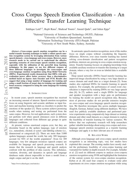 Pdf Cross Corpus Speech Emotion Classification An Effective