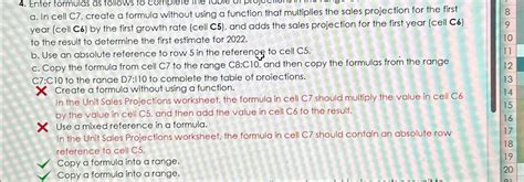 Solved A In Cell C7 Create A Formula Without Using A Chegg