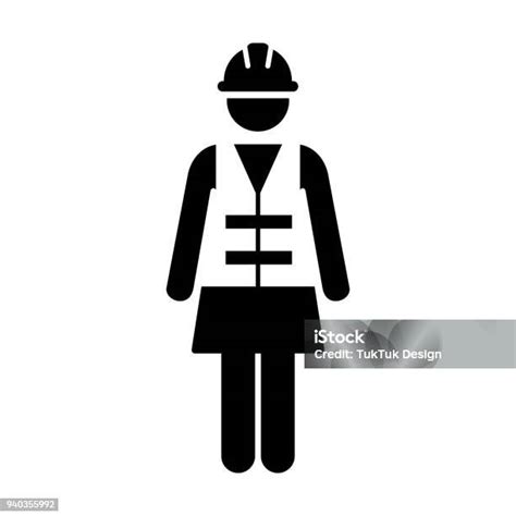 작업자 아이콘 벡터 여성 서비스 사람 Hardhat 헬멧과 재킷 문양 그림 기호에 건설 노동자를 건물의 상징에 대한 스톡 벡터 아트 및 기타 이미지 Istock