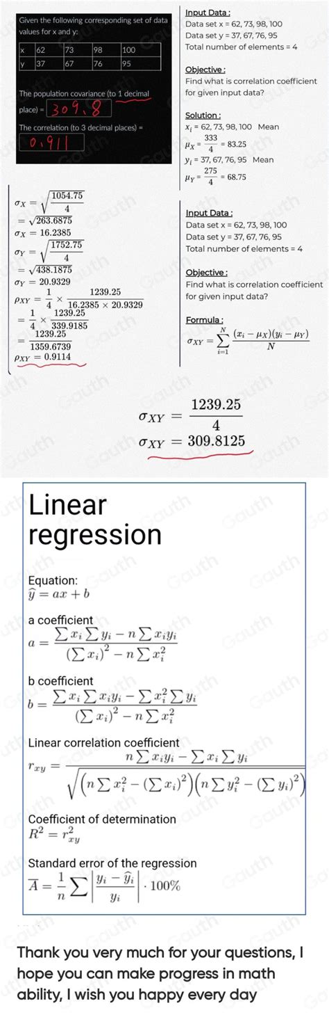 Solved Given The Following Corresponding Set Of Data Values For X And