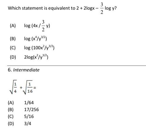 Solved Which Statement Is Equivalent To 22logx−23logy A