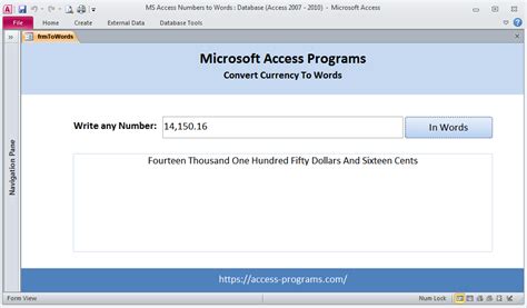 Ms Access Numbers To Words Microsoft Access Programs