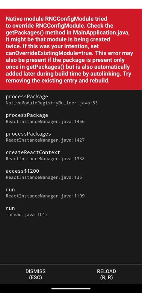 Docs Native Module RNCConfig Module Tried To Override RNCConfigModule