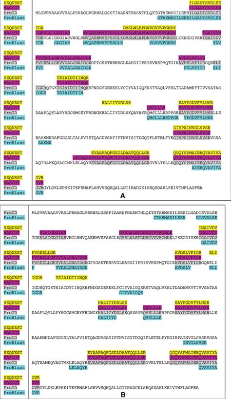Protein Sequence Coverage Reported By Four Software Programs Sequest Download Scientific