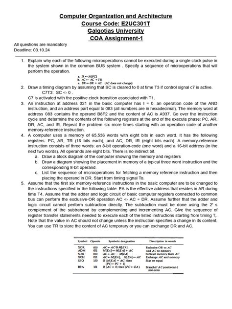 Coa Assignment 1 Pdf Computer Engineering Electronics