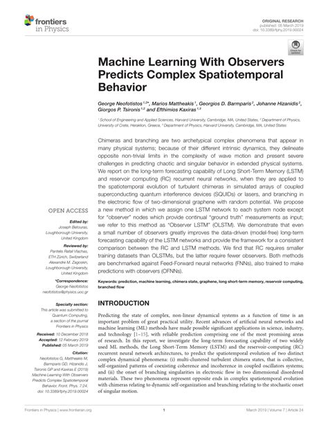 Pdf Machine Learning With Observers Predicts Complex Spatiotemporal Behavior