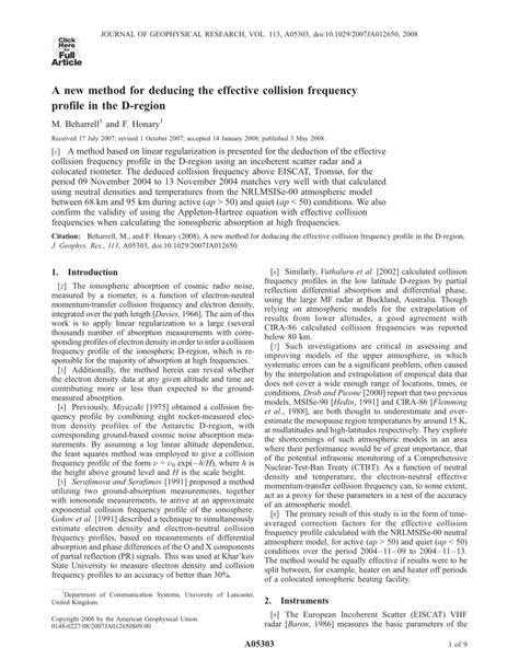 Pdf A New Method For Deducing The Effective Collision Frequency