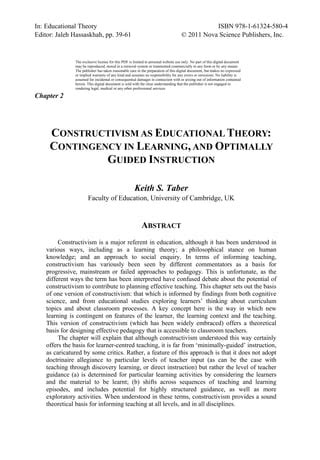Constructivism 20as 20 Educational 20theory PDF