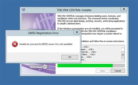 Umss Registration Error Unable To Connect To Umss Server It Is Not Available During Tc